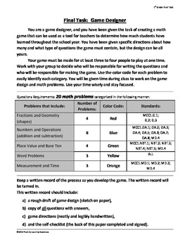 1st Grade Math Common Core "Game Designer" Performance Task | TPT