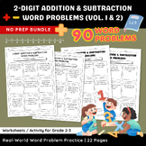 2-Digit Addition & Subtraction Word Problems Bundle | No Prep Math Review
