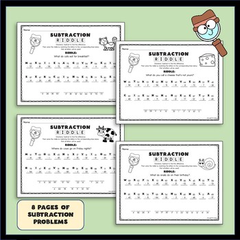 2-Digit Subtraction Riddle Math Worksheet Bundle by CMoore Creations