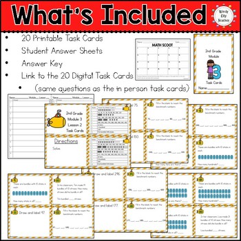 2nd Grade Math Version 1 Task Cards Module 3 Lesson 2 - Print & Digital