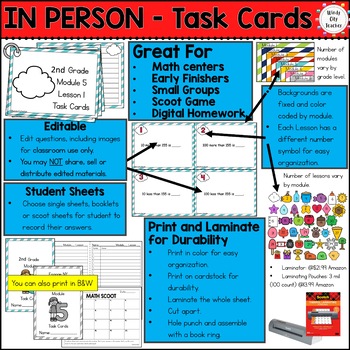 2nd Grade Math Version 1 Task Cards Module 5 Lesson 1 - Print & Digital