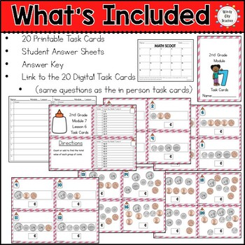 2nd Grade Math Version 1 Task Cards Module 7 Lesson 6 - Print & Digital