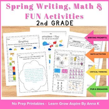 Spring Morning Work Second Grade Fun Packet Math Activities Writing Prompts