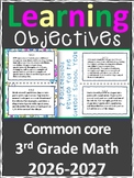 3rd Grade Math COMMON CORE Learning Objective Cards | Color & B&W