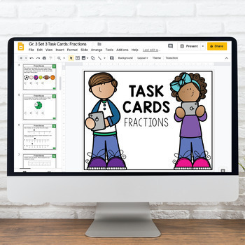 3rd Grade Math Digital Task Cards: Set 3 Fractions Google Distance Learning