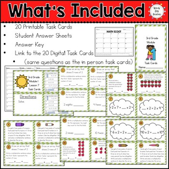 3rd Grade Math Version 1 Task Cards Module 1 Lesson 7 - Print & Digital