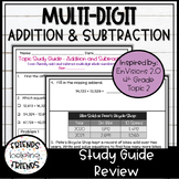 4th Grade EnVision Math Topic 2 Study Guide Multi-Digit Addition and ...
