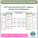 4th Grade Math Critical Thinking Printable Worksheets — Rigorous ...