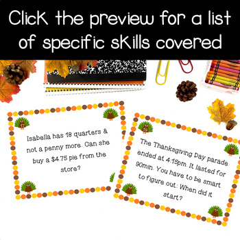 4th Grade Thanksgiving Math Riddles by Foreman Fun | TPT