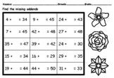 50 Spring Math Packet, Missing Addends Worksheets upto Number 50 Grade ...