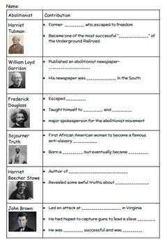 Abolitionists Editable Lesson with Student Notes and Quick Check