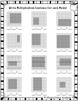 Base Ten Blocks Model Multiplication Sentence Worksheet Problems Math