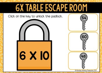 Multiplication Escape Room 6X Times Tables Boom Cards™ 3.0A.C.7 | TPT