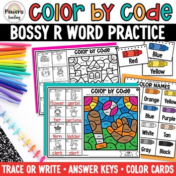 Bossy R Color By Code Phonics | R Controlled Word Practice | Center ...