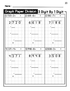 Bundle! Graph Paper Long Division 2,3 Digit Problem Solving | Math Practice