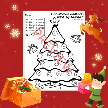 Christmas Addition within 10 Worksheets: Fun Math Problems & Color