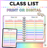 Class Roster, Student List, Printable Class Roster, Free Class Roster