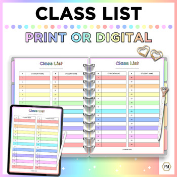 Class Roster, Student List, Printable Class Roster, Free Class Roster