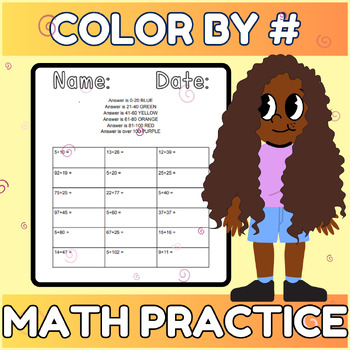 Color By Answer #3 Addition Problems Practice Fun Center Worksheet ...