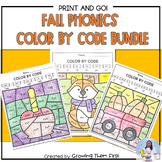 Color by Code Fall Phonics Bundle | CVC, Blends, Digraphs, CVCe and ...