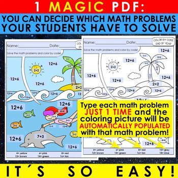 Color by Code: Math – END OF YEAR – 1st Grade – EDITABLE – Common Core ...