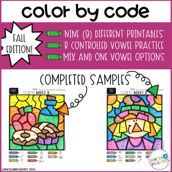 Color by Code R Controlled Vowel Practice | Bossy R Practice (Fall Edition)