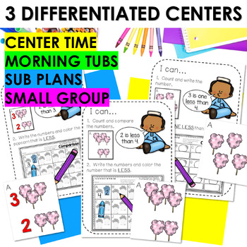 Comparing Numbers Math Center & Math Read Aloud Response - More or Less