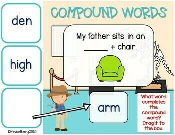 Compound Words Digital Task Cards | Google Classroom by KinderBerry