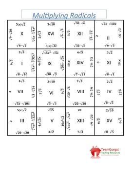 No Prep Computer Math Puzzles - Multiplying Radicals by The Gurgals