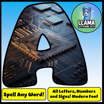 Computer Microchips Boards Lettering Set Bulletin Board Display All Letters