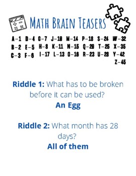 Customizable Math Riddles by Emily Sapp | Teachers Pay Teachers