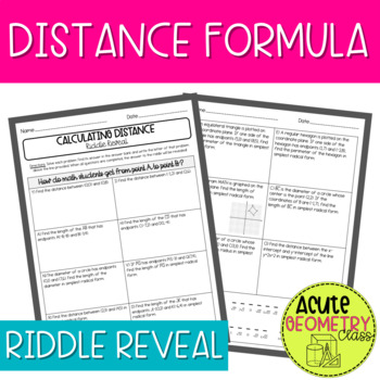Distance on the Coordinate Plane Activity - Distance Formula Practice ...