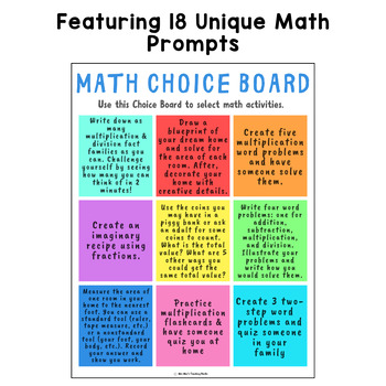 Distance Learning: Math Choice Boards by Mrs Mac's Teaching Hacks