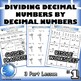 Dividing Decimal Numbers by Decimal Numbers 3-Part Lesson Riddle Worksheet