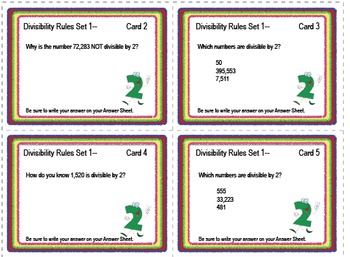 Divisibility Test for TWO Task Cards--Distance Learning Independent Work