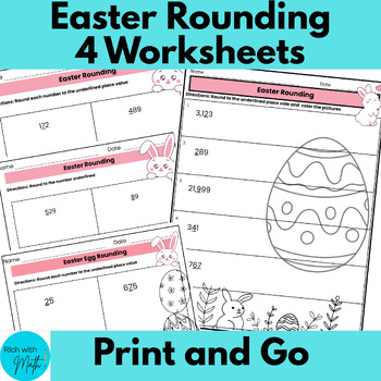 Easter Rounding Worksheets | Rounding Numbers Practice | 4 Worksheets+ Keys