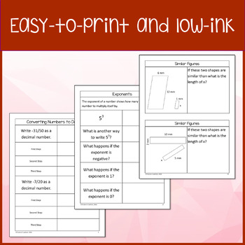 Eighth Grade Math Scaffolded Notes | Guided Notes | Math Facts Fluency
