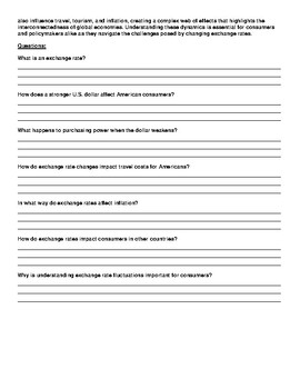 Exchange Rates & Purchasing Power Assignment (ECON Topic 7 PDF) | TPT