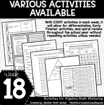 Exponential Functions Write Graph - Algebra Math Workshop Math Games