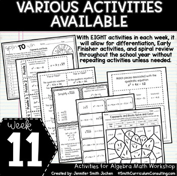 Exponents & Roots - Algebra Math Workshop Math Stations Games Activities