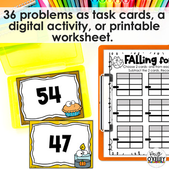 Fall Math Activity - Subtraction With Regrouping Task Cards - Fall Math ...