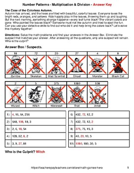 Fall Math: Mini CSI Math Mystery - Number Patterns: Multiplication ...