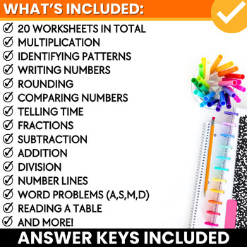 Fall Math Worksheets & Activities Autumn Math Review Packet 3rd 4th 5th ...