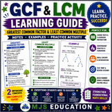 GCF & LCM Learning Guide With practice Activity & Notes by MJS Education