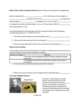Genetics 101 Introduction Lesson by Parker's Products for the Sciences