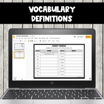 Geometry Word Search Digital Activity | Google Classroom Distance Learning