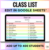 Google Sheets Class Roster, Editable Class List, Digital Student Roster ...