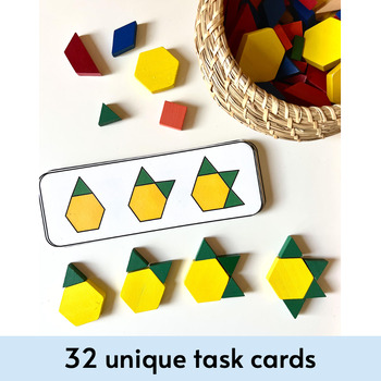 Growing Pattern Activities Pattern Math Center | Pattern Block Task Cards