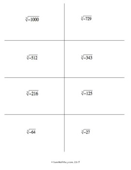 Math Bingo - Square Roots & Cube Roots by Sum Math Guy | TpT