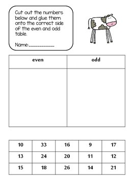 Math Lesson Even and Odd Worksheets Cut and Paste Fun Math Song 1st ...